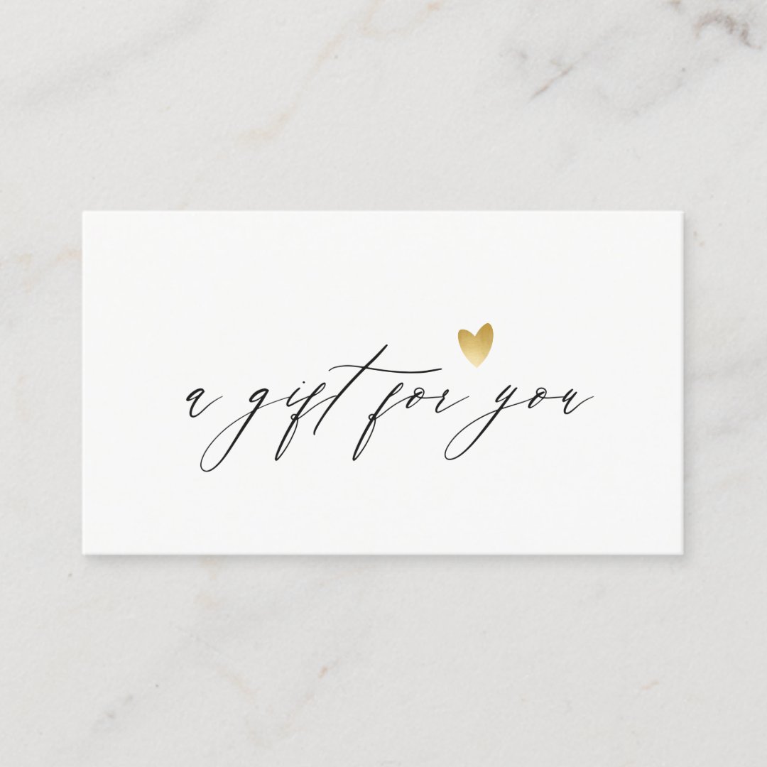 Minimal Simple Script Gold Heart Gift Certificate | Zazzle