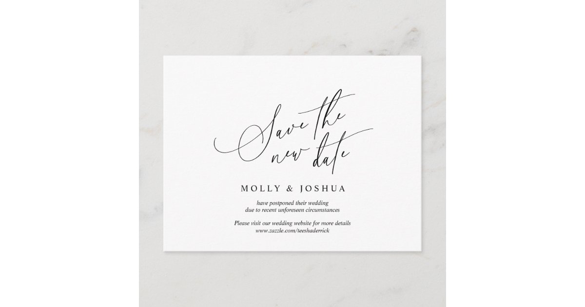 Minimal simple, Wedding invitation Postponement Postcard | Zazzle