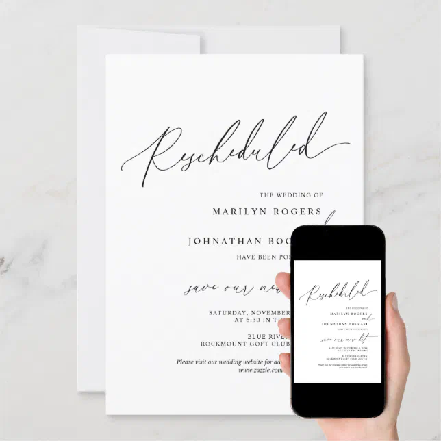Minimal Simple, wedding invitation Rescheduled | Zazzle Minimal Simple, wedding invitation Rescheduled | Zazzle
