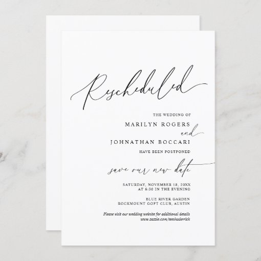 Minimal Simple, wedding invitation Rescheduled | Zazzle Minimal Simple, wedding invitation Rescheduled | Zazzle