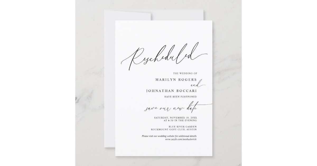 Minimal Simple, wedding invitation Rescheduled | Zazzle Minimal Simple, wedding invitation Rescheduled | Zazzle