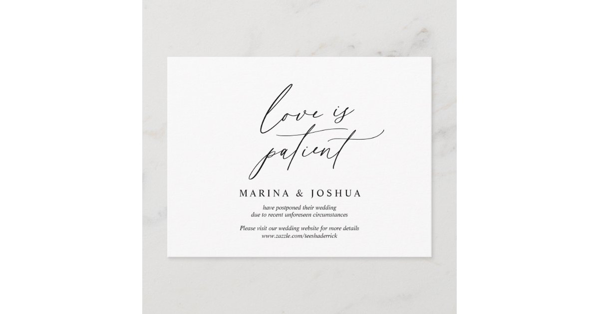 Minimal simple, Wedding invitation Rescheduled Postcard | Zazzle Minimal simple, Wedding invitation Rescheduled Postcard | Zazzle