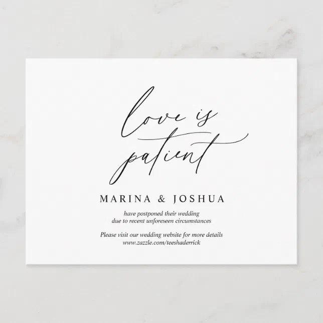 Minimal simple, Wedding invitation Rescheduled Postcard | Zazzle Minimal simple, Wedding invitation Rescheduled Postcard | Zazzle