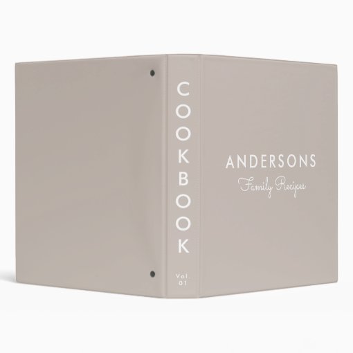 Minimal Solid Tan Family Recipe Cookbook 3 Ring Binder | Zazzle