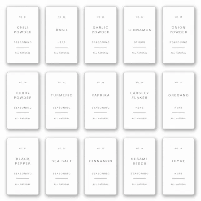 Minimal Spice Jar Labels Pantry Storage Stickers | Zazzle