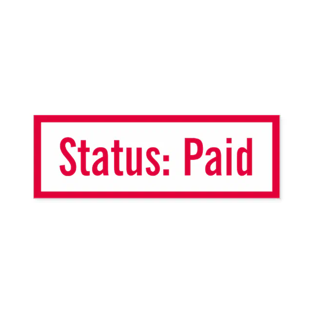Minimal "Status: Paid" Rubber Stamp | Zazzle