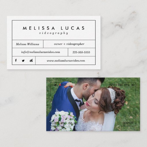 Minimal Stylish Videography Business Cards | Zazzle