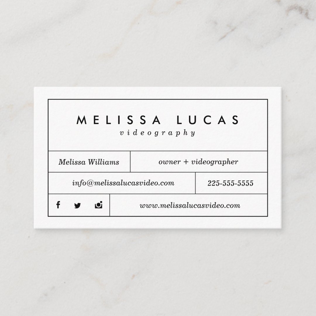 Minimal Stylish Videography Business Cards | Zazzle