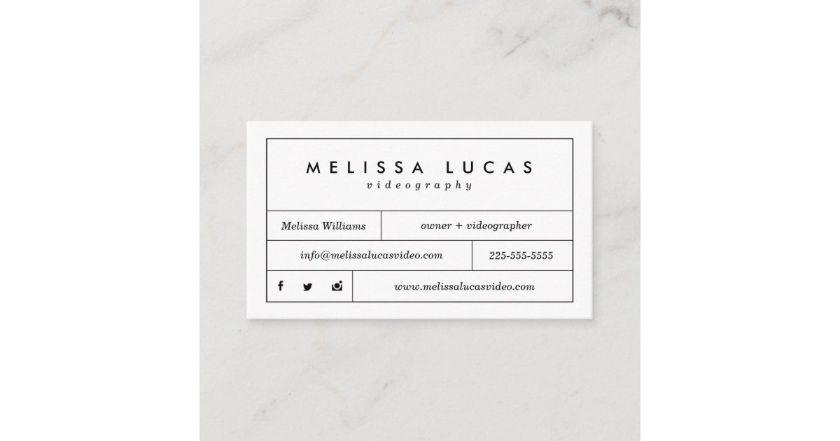 Minimal Stylish Videography Business Cards | Zazzle