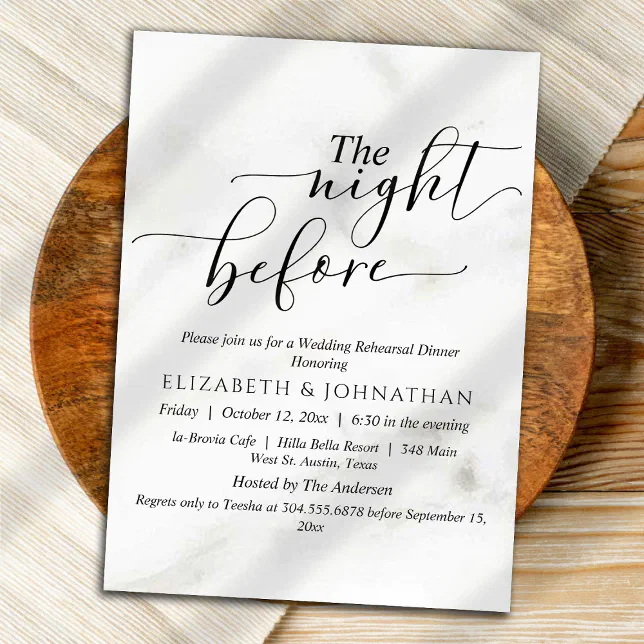 Minimal Text Script The Night Before Invitation | Zazzle