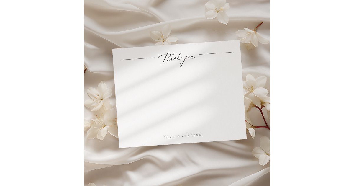 Minimal thank you personalized Stationery Note Card | Zazzle