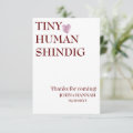 Minimal Tiny Human Shindig Funny Co-ed Baby Shower Thank You Card | Zazzle