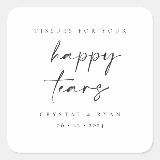 Minimal Tissue Wedding Favor Happy Tears Stickers | Zazzle