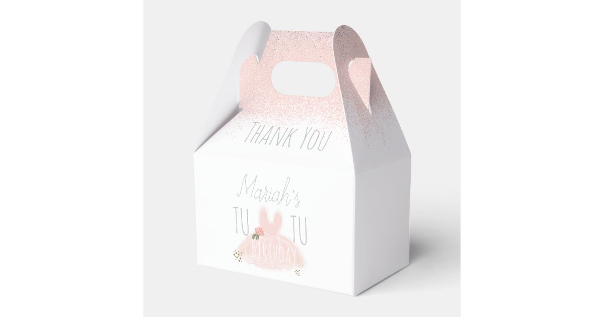 Minimal Tutu Girl's Birthday Turning Two Glitter Favor Boxes | Zazzle