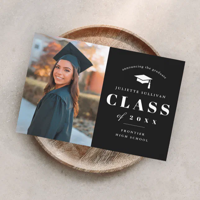 Minimal Type Photo Graduation Announcement | Zazzle