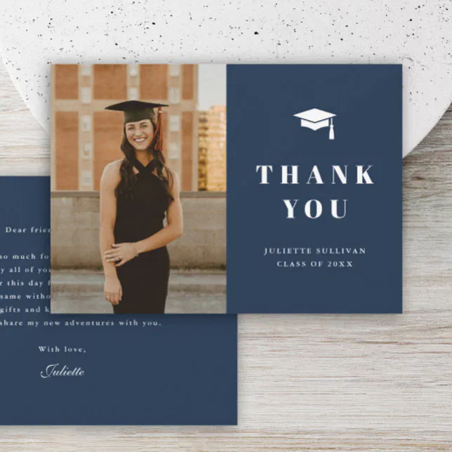Minimal Type Photo Graduation Party Thank You Card | Zazzle