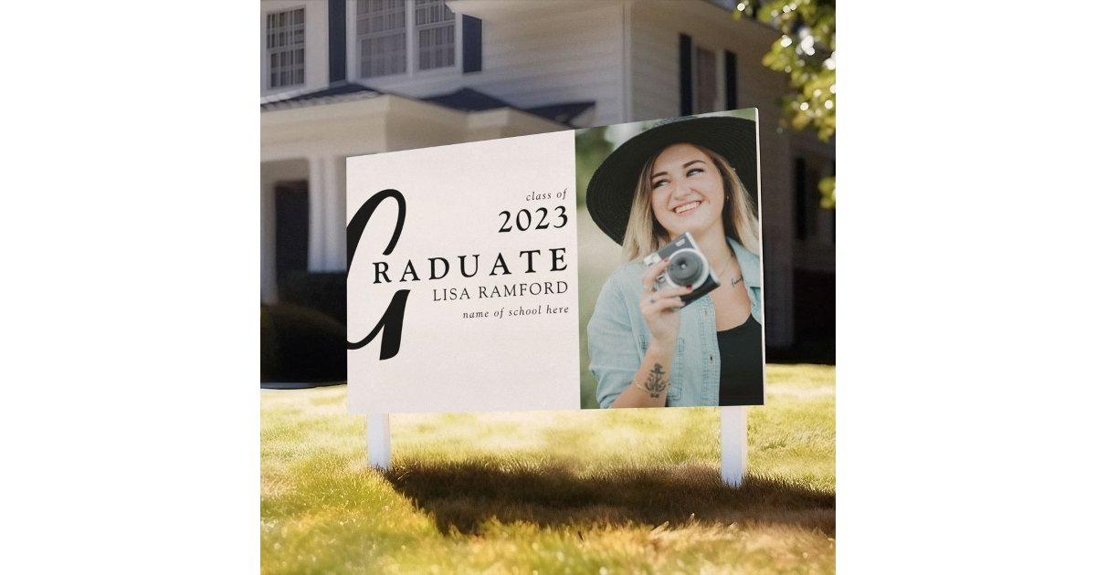 Minimal Typography Graduate Photo Graduation Yard Sign | Zazzle