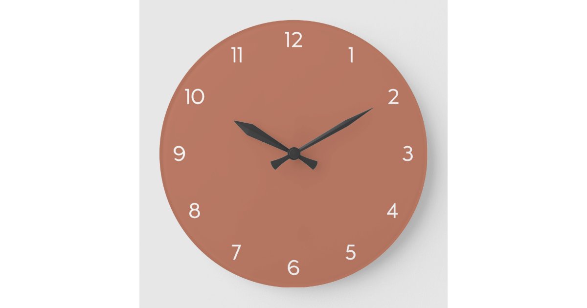 Minimal Wall Clock - Earthy Warm Terracotta | Zazzle