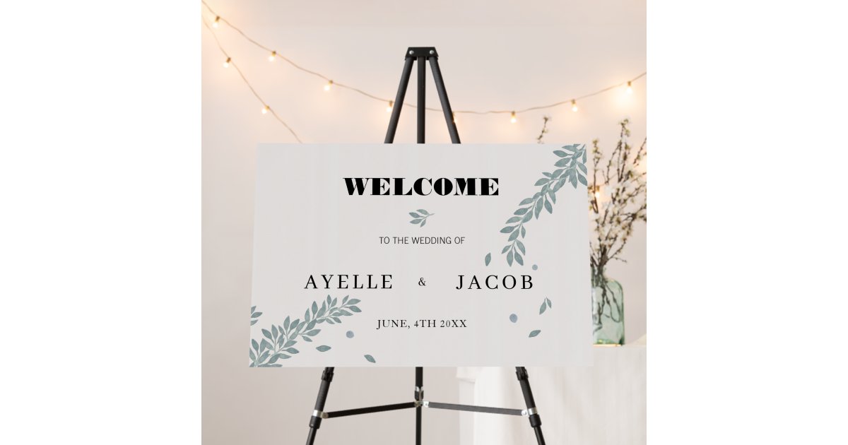 Minimal Watercolor Foliage Wedding Welcome (Sign) Foam Board | Zazzle