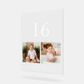 Minimal Wedding Couples Baby Photo Table Number Acrylic Sign | Zazzle