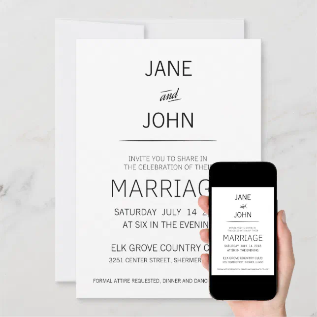 Minimal Wedding Invitation | Zazzle