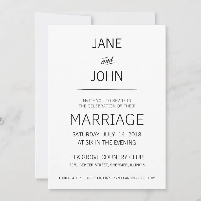 Minimal Wedding Invitation | Zazzle