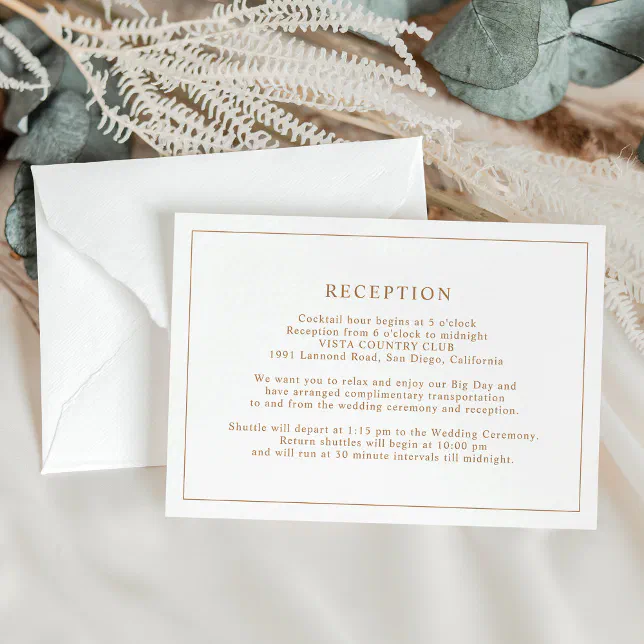 Minimal Wedding Reception Enclosure Cards | Zazzle