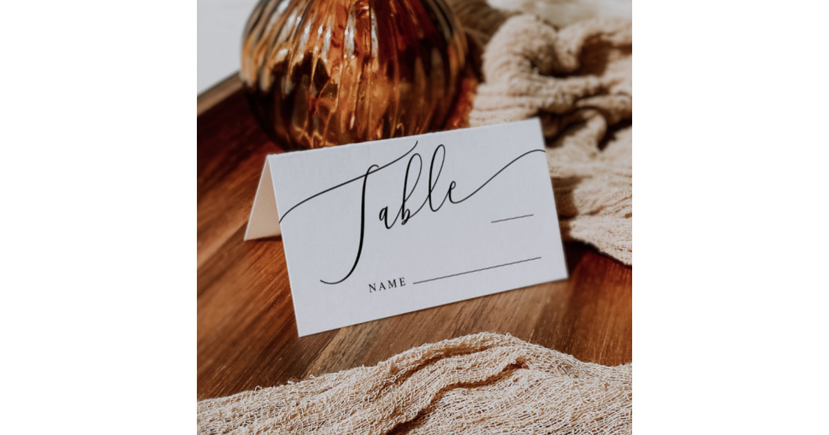 Minimal Wedding Table Number Place Card | Zazzle