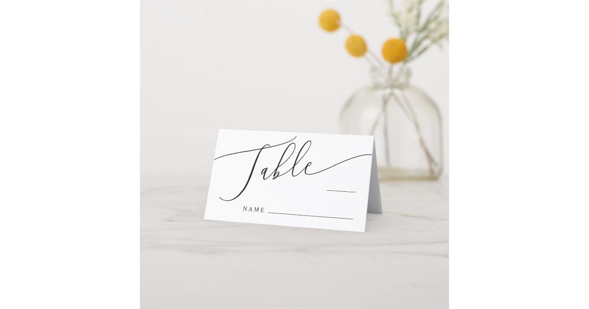 Minimal Wedding Table Number Place Card | Zazzle
