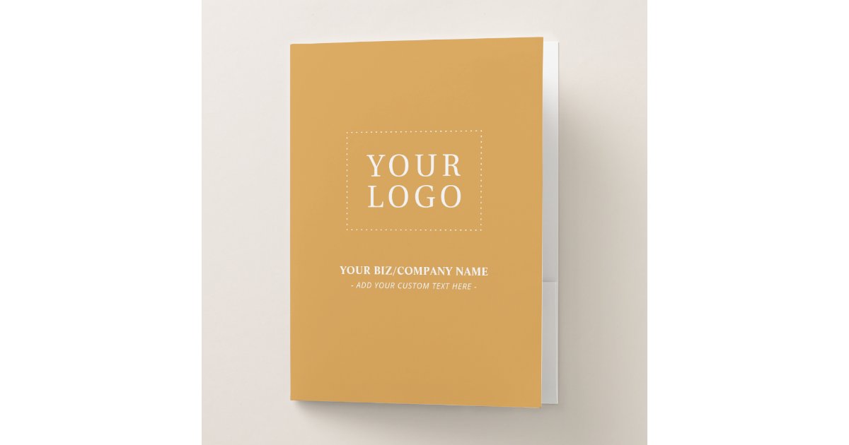 Minimal Yellow Custom Business Logo Promotional Pocket Folder | Zazzle