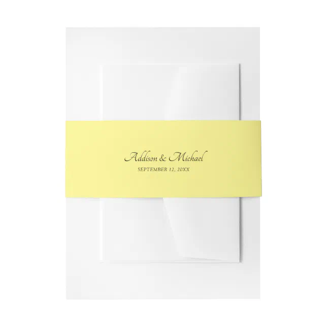 Minimal Yellow White Invitation Belly Band | Zazzle