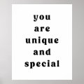Minimal You Are Unique and Special Classroom Poster | Zazzle
