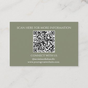 Minimal Your Logo Here Sage Green QR Code Business Card | Zazzle