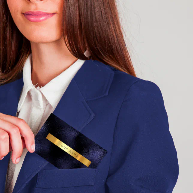 Minimalism Glam Blue Navy Gold Metallic Vip Business Card | Zazzle