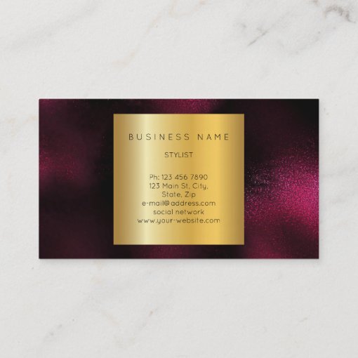 Minimalism Glam Red Wine Gold Metallic Vip Business Card | Zazzle