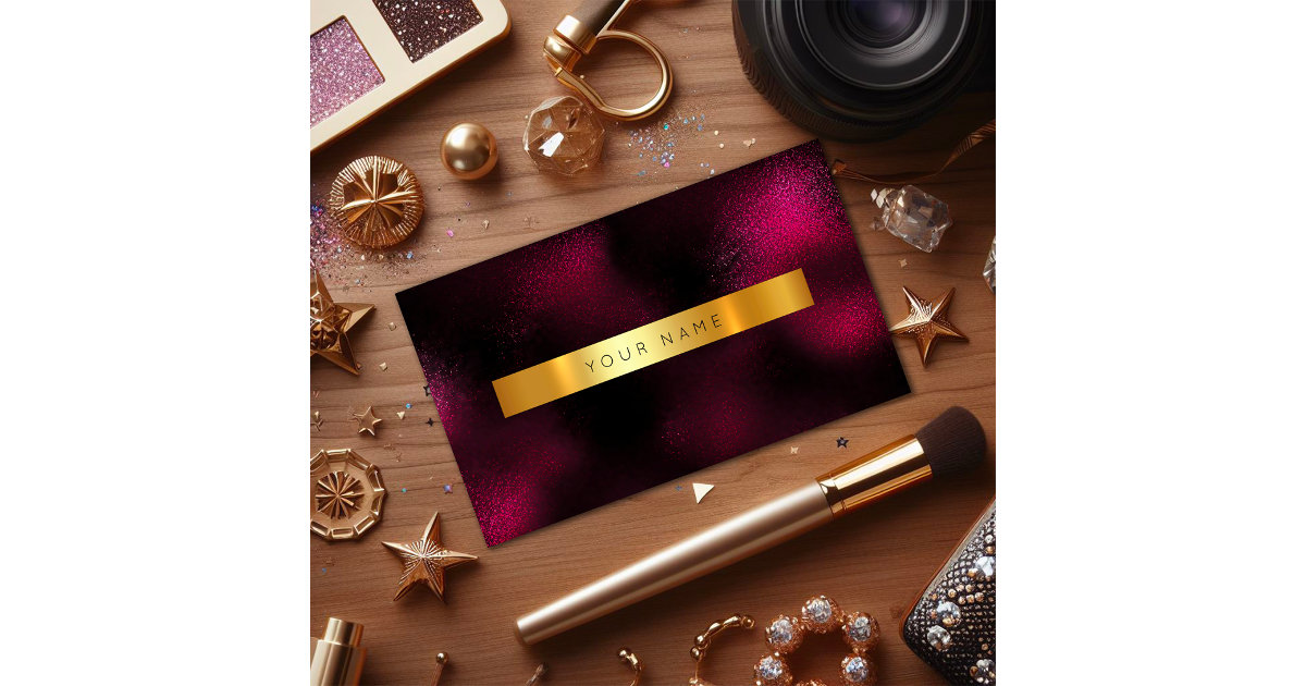 Minimalism Glam Red Wine Gold Metallic Vip Business Card | Zazzle