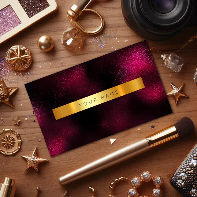 Minimalism Glam Red Wine Gold Metallic Vip Business Card | Zazzle