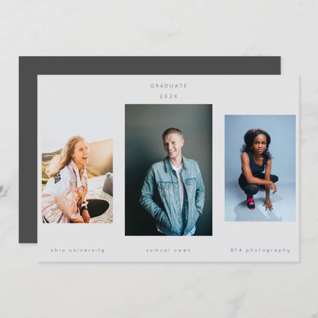 Minimalism Portrait Three Ultimate College Gray Announcement | Zazzle