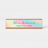 Minimalism Rose Custom Elegant Holographic Pastel Desk Name Plate | Zazzle