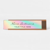 Minimalism Rose Custom Elegant Holographic Pastel Desk Name Plate | Zazzle