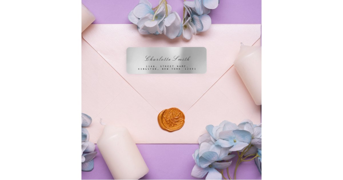 Minimalism Silver Gray Foil Return Address Labels | Zazzle