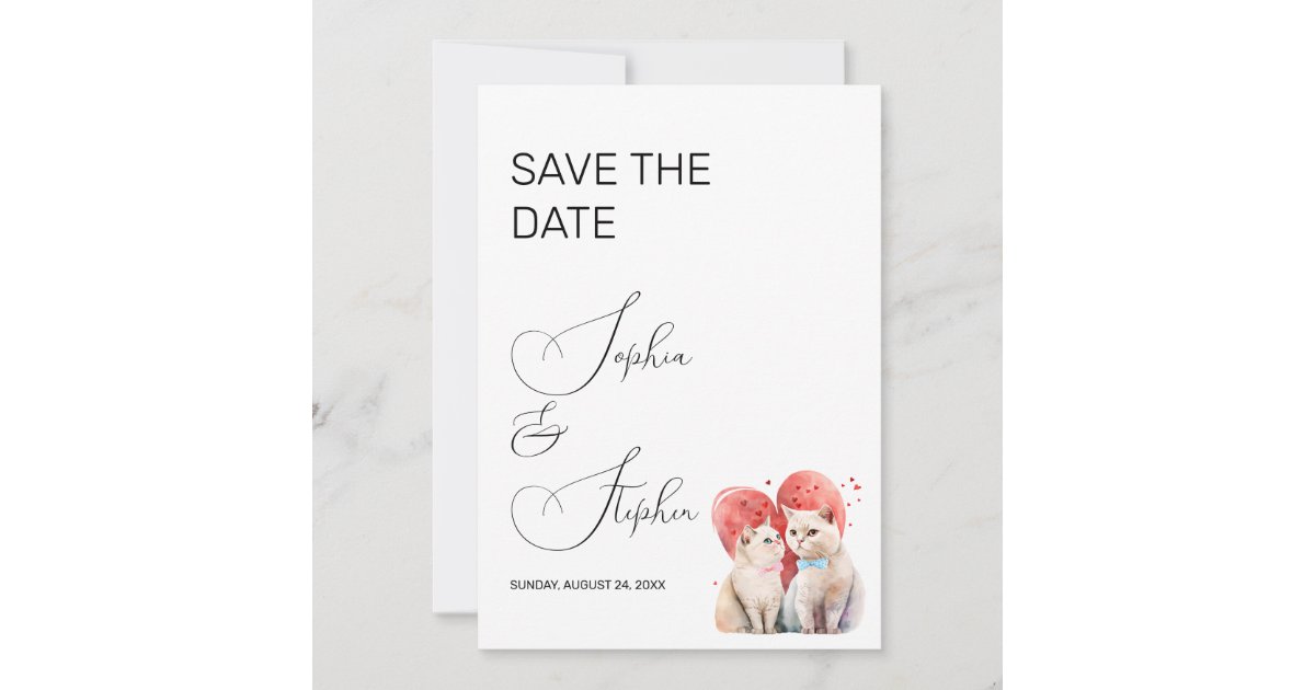 Minimalism with a Cats Wedding Save The Date | Zazzle
