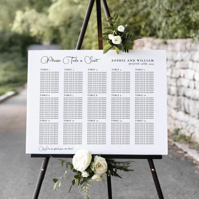 Minimalist 15 Table Seating Chart Foam Board | Zazzle