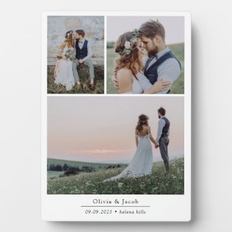 Minimalist 3 Pictures Wedding Photo Frame | Zazzle