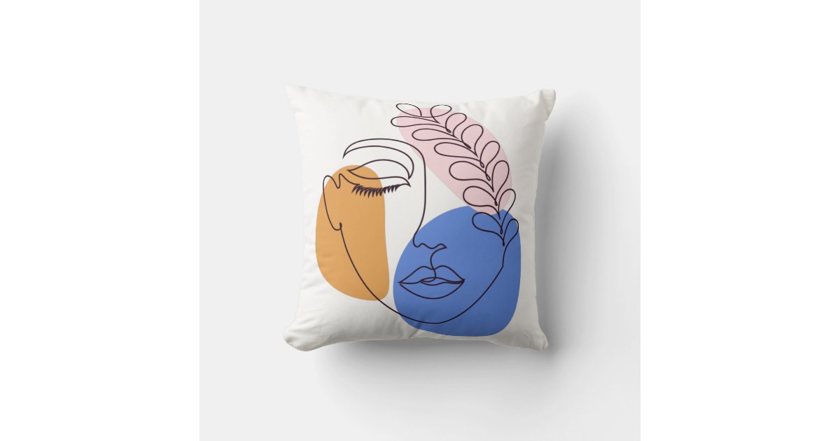 Minimalist Abstract Face Portrait Line Art Drawing Throw Pillow | Zazzle