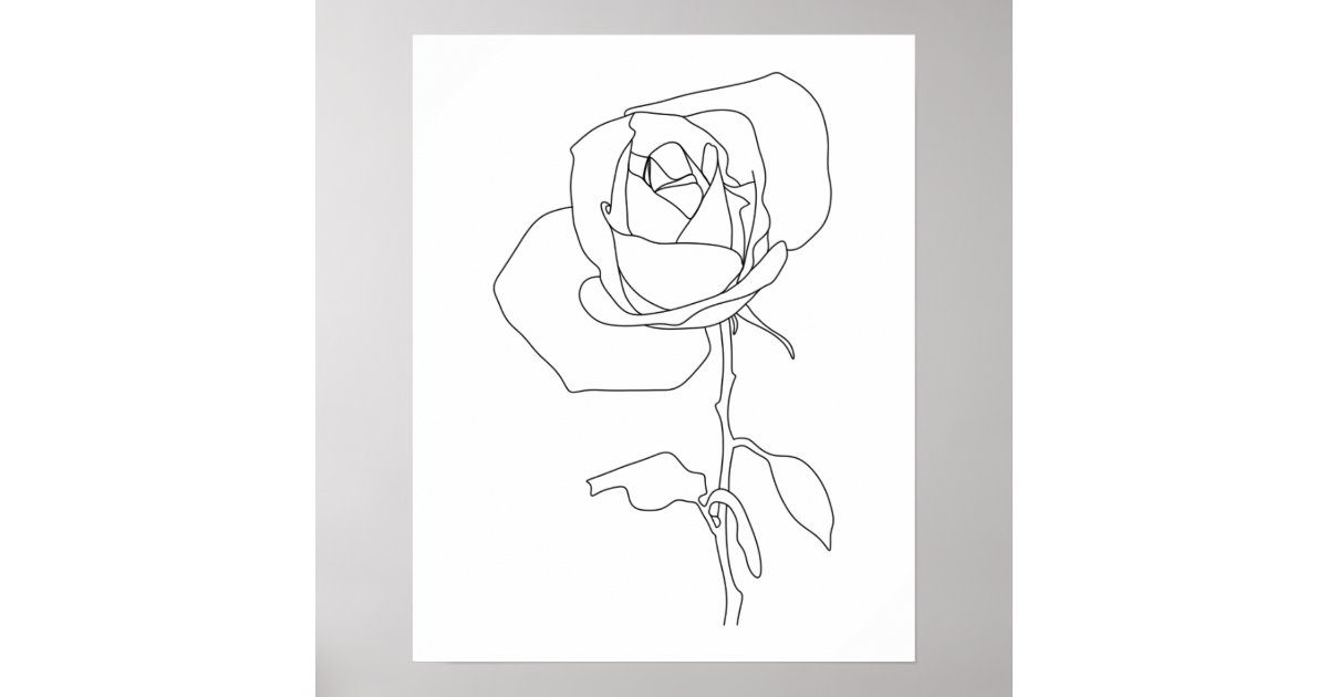 Minimalist Abstract Rose Line Art Poster | Zazzle