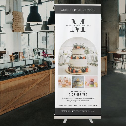 Minimalist Add Logo Photos Dessert Bakery Business Retractable Banner ...