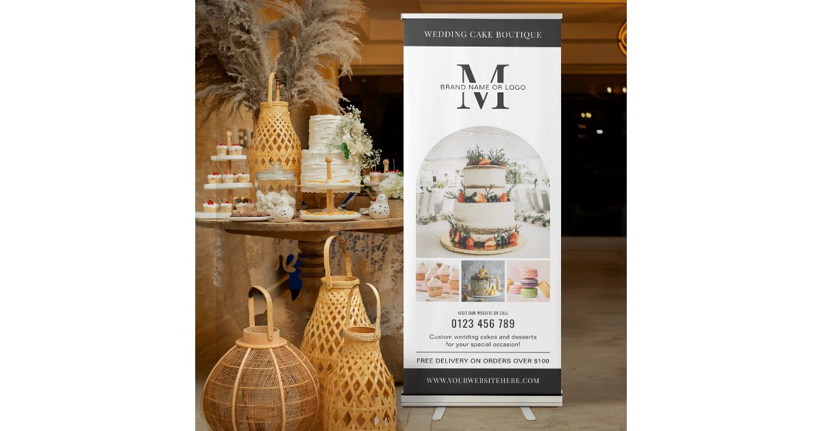 Minimalist Add Logo Photos Dessert Bakery Business Retractable Banner ...