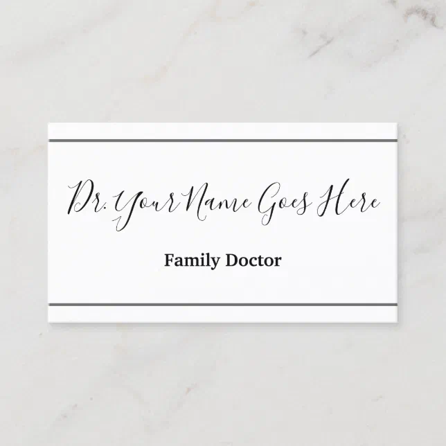 Minimalist and Basic Family Doctor Business Card | Zazzle