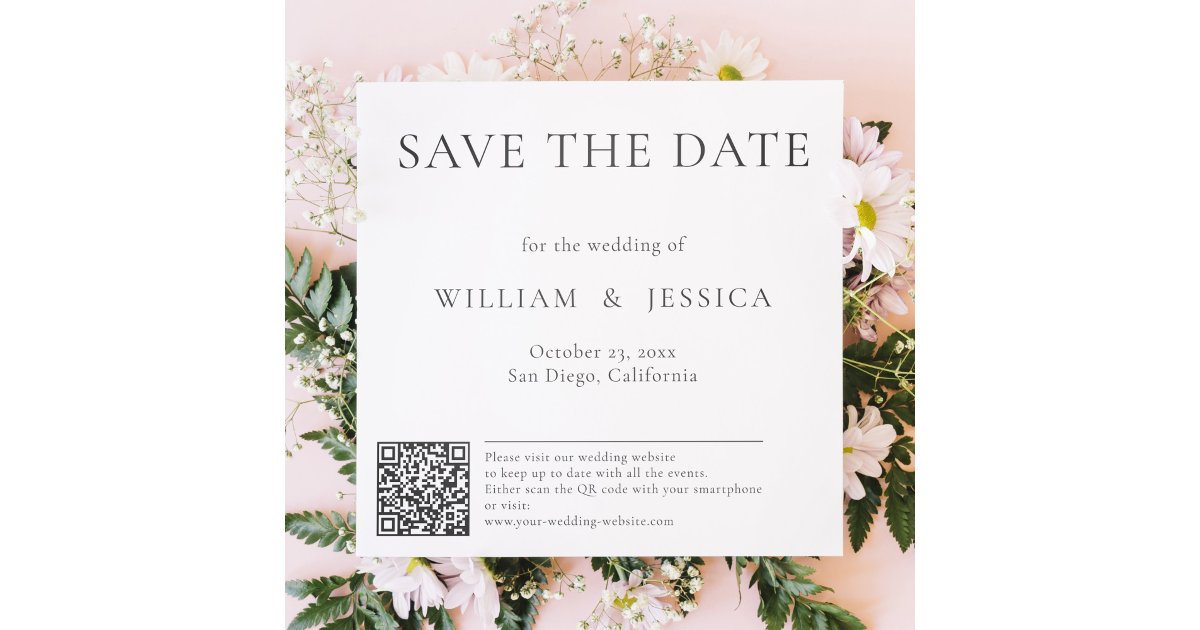 Minimalist And Elegant With QR Code Save The Date | Zazzle